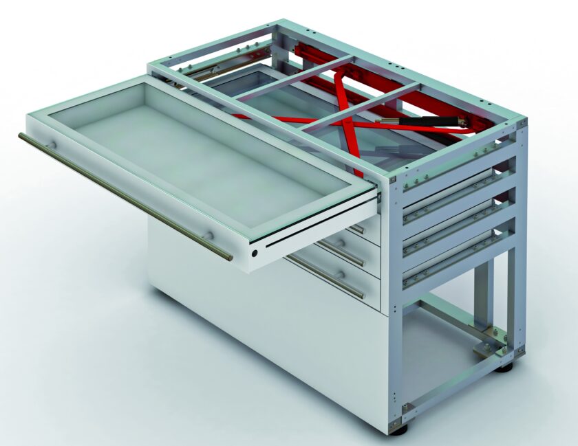 Extraction and return pantograph for motorized automatic drawers ...