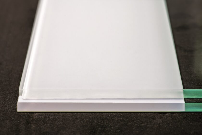 Museum display case with transparent wall fitted with opaque screen ...