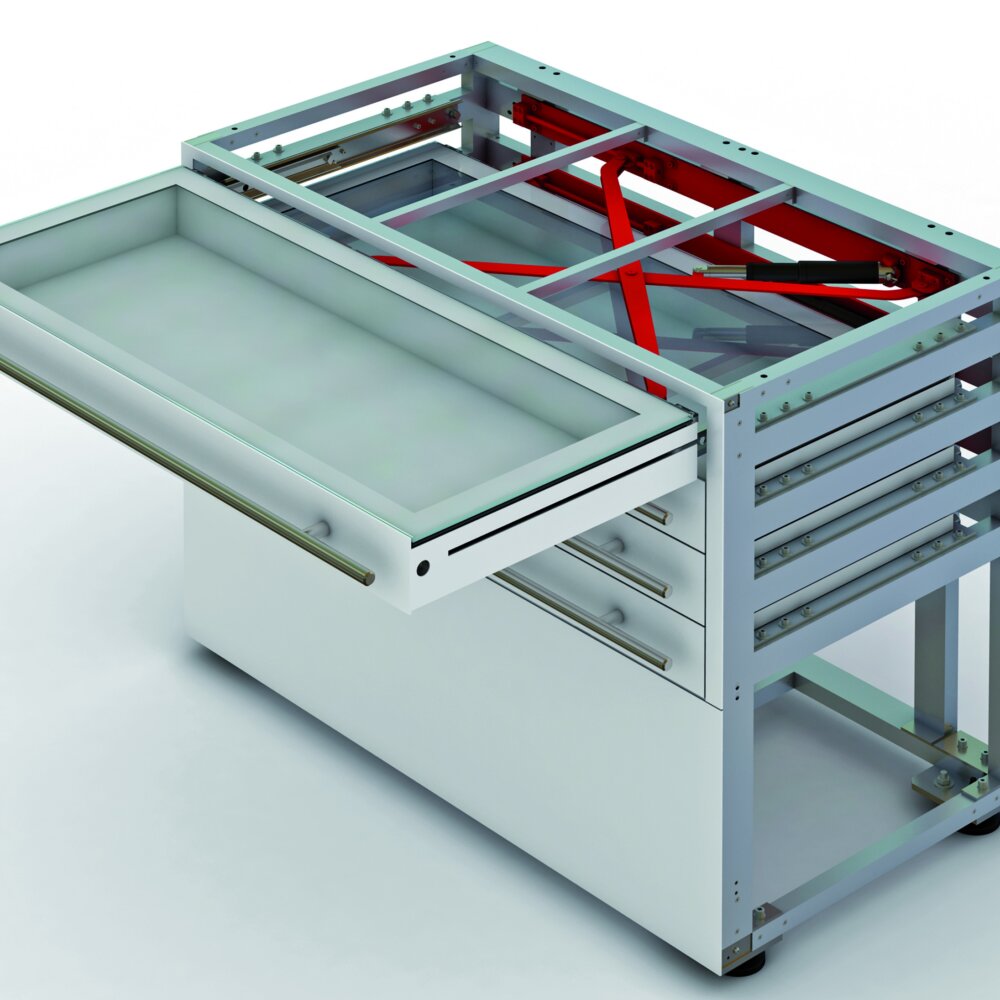 Extraction and return pantograph for motorized automatic drawers ...